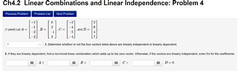 Solved Ch4 2 Linear Combinations And Linear Independence