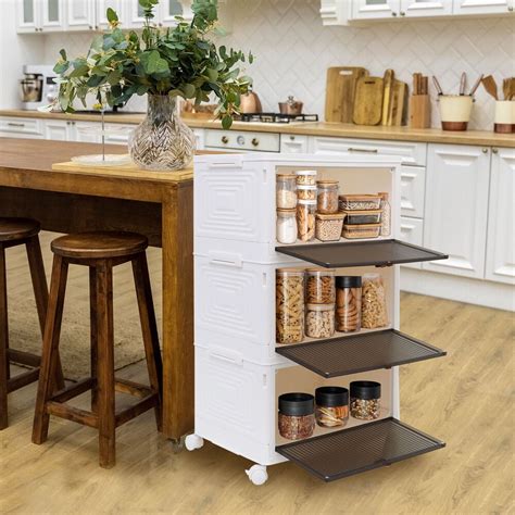 Stackable Rolling Plastic 3 Storage Bins Box Container Room Home Organizer Case