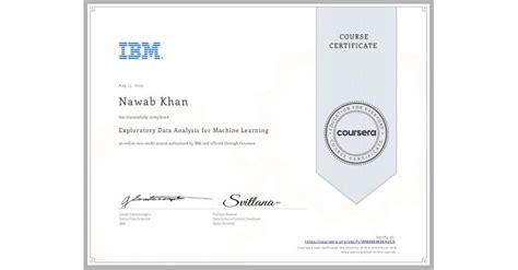 nawab khan on linkedin completion certificate for exploratory data analysis for machine learning