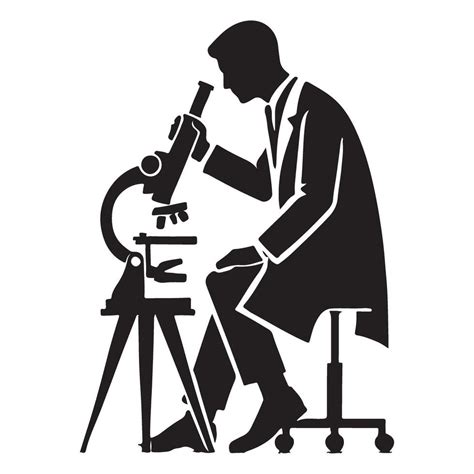 Silhouette Scientist Using Microscope Illustration Scientific Research
