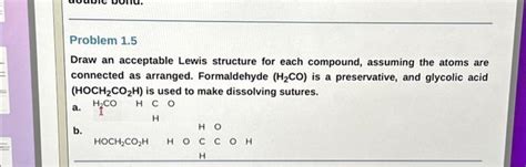 [solved] Problem 1 5 Draw An Acceptable Lewis Structure For