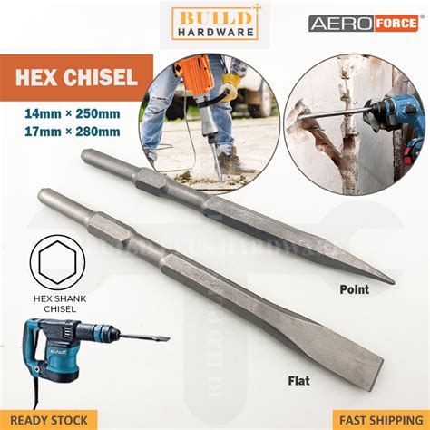 Aeroforce Hex Shank Chisel Sds Bull Point Flat Point Hex Head Electric Demolition Hammer