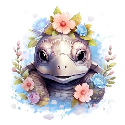 Premium AI Image A Picture Of A Turtle With Flowers On It