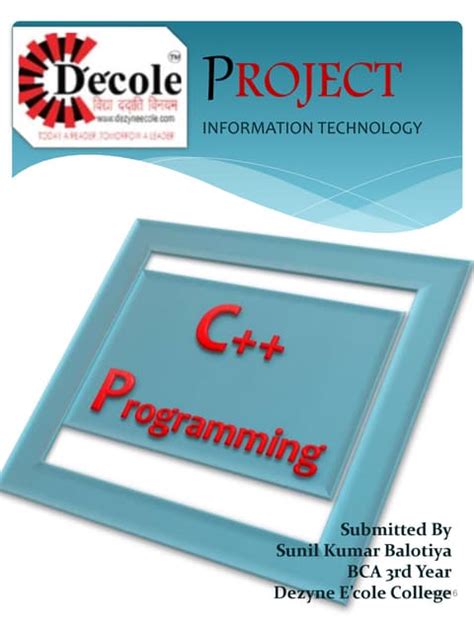 Nikunj Tak Project On C Language Final Year Bca Dezyne Ecole College Pdf