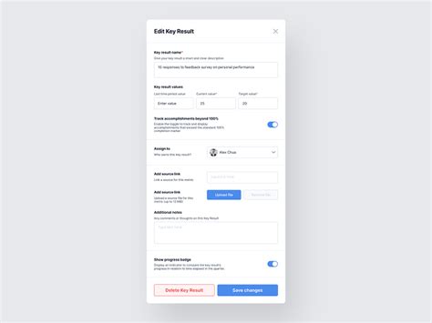 Edit Key Results Modal By Kalungi On Dribbble