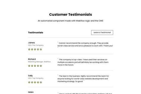 Webflow Logic Automated Cms Testimonials Webflow Templates Logic