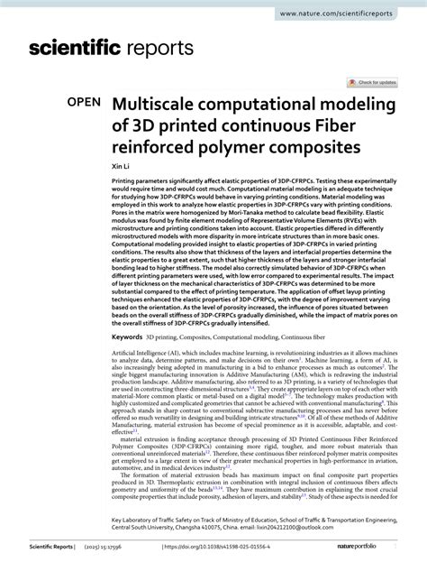 Pdf Multiscale Computational Modeling Of 3d Printed Continuous Fiber