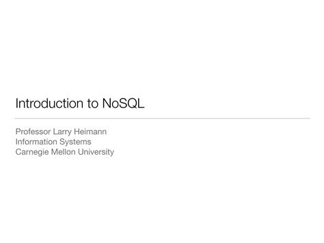 PDF Introduction To NoSQL Cmuis Net Introduction To NoSQL Types Of NoSQL