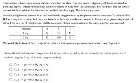Solved This Exercise Is Based On Summary Statistic Rather