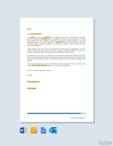 Noise Complaint Letter Template 12 Word Pdf Documents Download