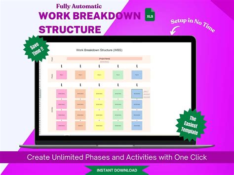 Work Breakdown Structure Excel Template Automated For Project Planning Scope Management