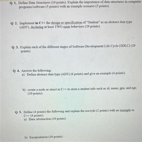 Solved Q Define Data Structures Points Explain The Chegg