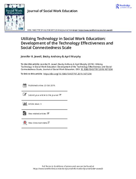 Pdf Utilizing Technology In Social Work Education Development Of The Technology Effectiveness