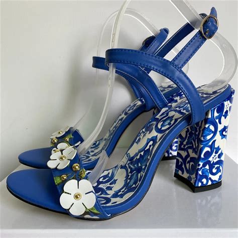 Athena Porcelain Print Chunky Heel Ankle Strap High Heels Multiple