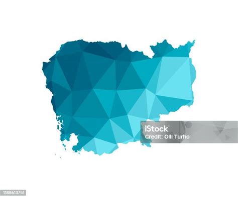 캄보디아지도의 단순화 된 파란색 실루엣 벡터 격리 그림 아이콘입니다 다각형 기하학적 스타일 삼각형 모양 흰색 배경 0명에 대한 스톡 벡터 아트 및 기타 이미지 Istock