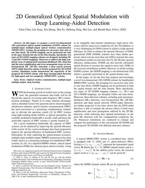 Pdf 2d Generalized Optical Spatial Modulation With Deep Learning Aided Detection