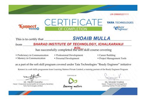 Shoaib Mulla On Linkedin I Successfully Completed The Soft Skill Program Covered Under Tata