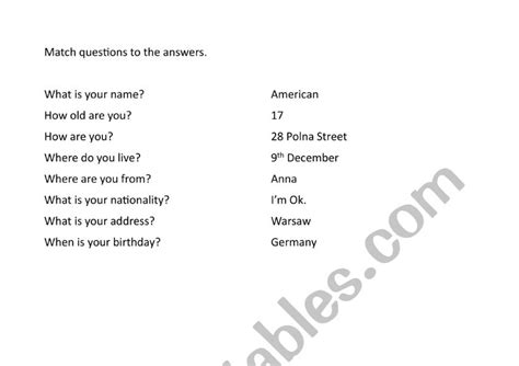 Basic Questions Esl Worksheet By Madssss