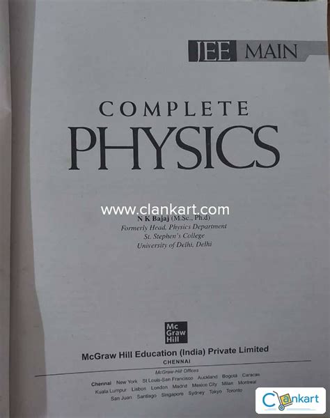 Buy Complete Physics For JEE MAIN Book In Excellent Condition At Clankart
