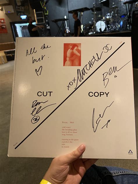 got first vinyl last night at a cut copy gig band members all took the