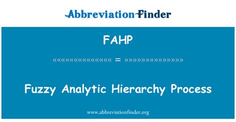 Fahp Signifie Processus De Hiérarchie Analytique Floue Fuzzy Analytic Hierarchy Process