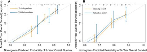 The Calibration Plot For Predicting 3 And 5 Year Overall Survival For