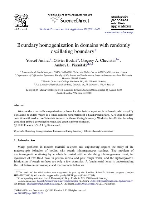 Pdf Boundary Homogenization In Domains With Randomly Oscillating Boundary