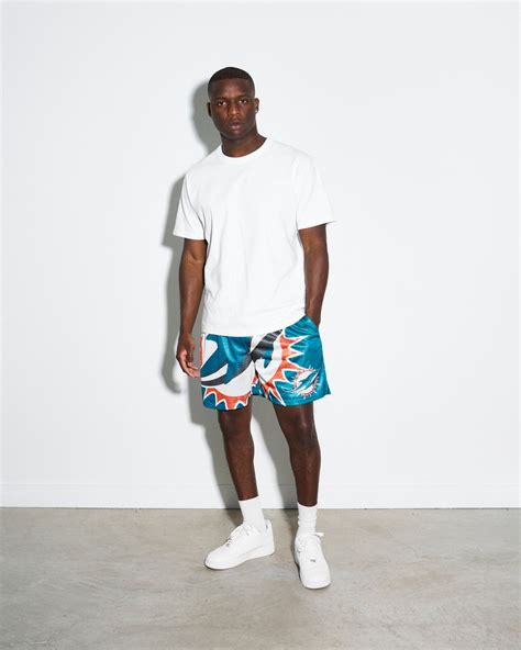 Miami Dolphins Big Logo Retro Shorts Chalk Line Apparel