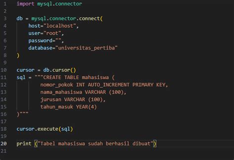 Python MySQL Bagian Membuat Tabel Baru Burhantio