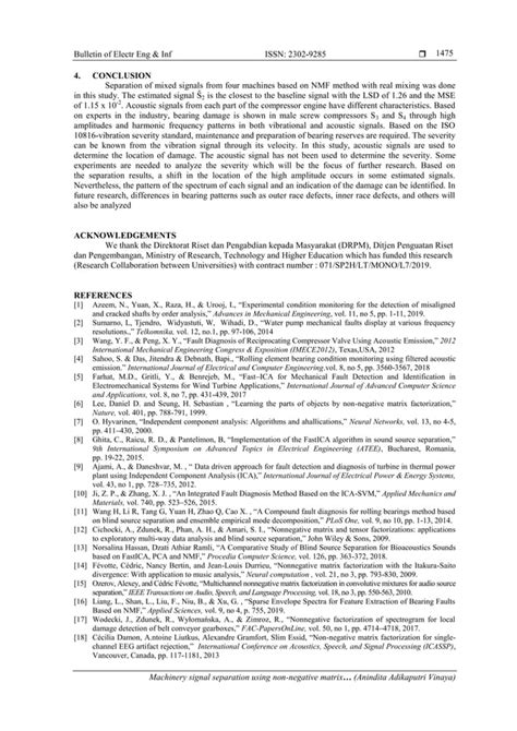 Machinery Signal Separation Using Non Negative Matrix Factorization With Real Mixing Pdf