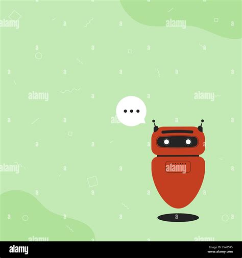Illustration Of Cute Floating Robot Telling Information In A Chat Cloud