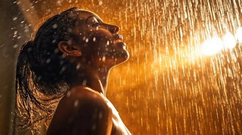 Premium Photo Woman Taking A Bath Under The Shower