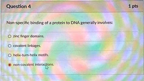 Solved Question 4 Non Specific Binding Of A Protein To Dna Generally