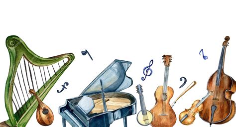 Premium Photo Board Of Classical Musical Instruments Watercolor
