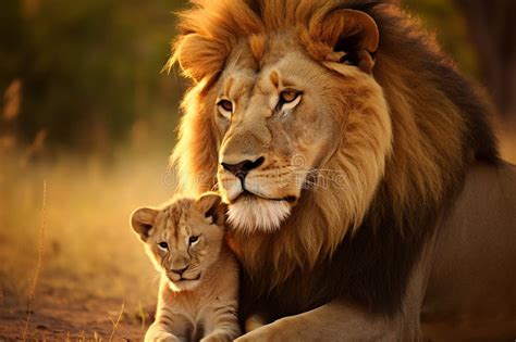 Heartwarming Bond Between Male Lion And Cub Male Lion Nurturing Its