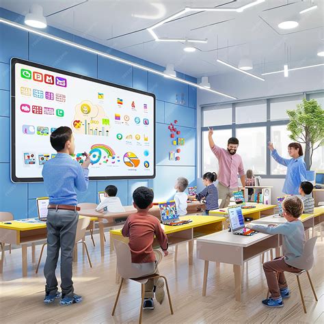 Interactive Smart Classroom With Iot In Education Premium Ai Generated Image
