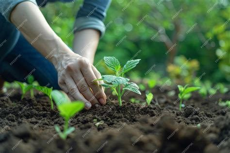 Premium Photo Fertilizing Soil With Growing Young Sprout Outdoors