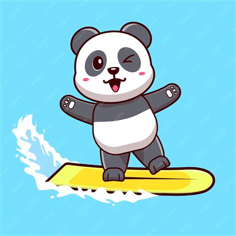 Premium Vector Cute Panda Surfing Vector Illustration