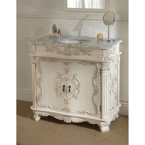 Adorable Antique White Vanity For Shabby Chic Bathroom Decor