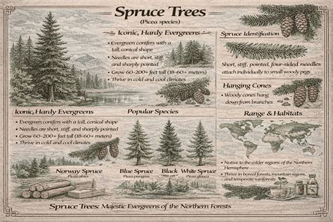 Spruce Trees Norway Blue Sitka White And Black — Growing Zones Uses