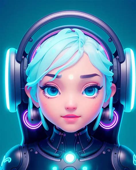 Face Ai Robotic Interface Neon Free Ai Photo Generator Starryai