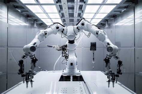 Advanced Robotic Arms In A High Tech Industrial Setting Performing