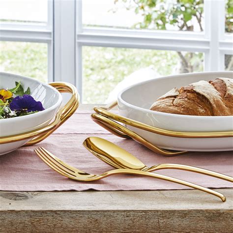 Serving Spoon And Fork Set Pvd Mirror Pvd Gold Living Sambonet