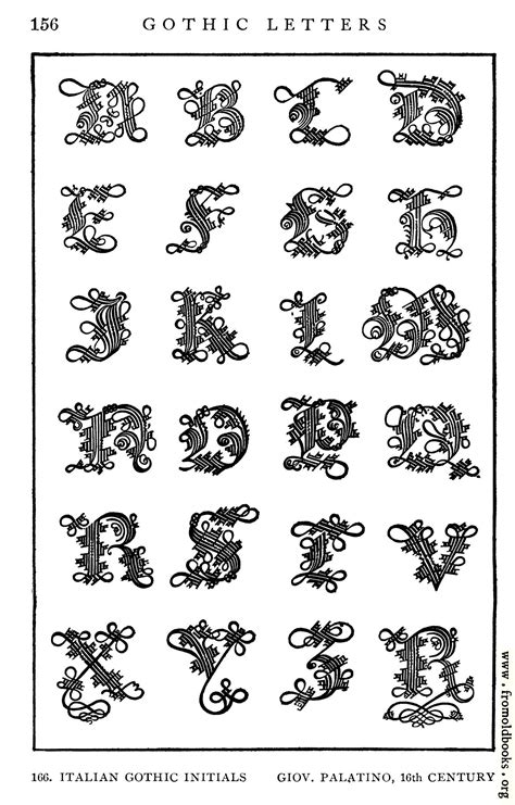 Fobo 166—italian Gothic Initials Giov Palatino 16th Century