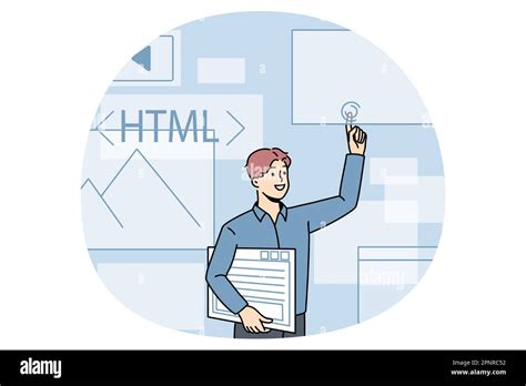 Computer Programming And Html Concept Young Man Web Designer Computer