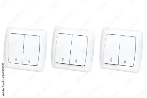 Double Light Switch Side View Isolated On A White Background Set Electric Switch With Buttons