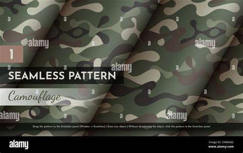 Seamless Camouflage Pattern War Illustration Traditional Military
