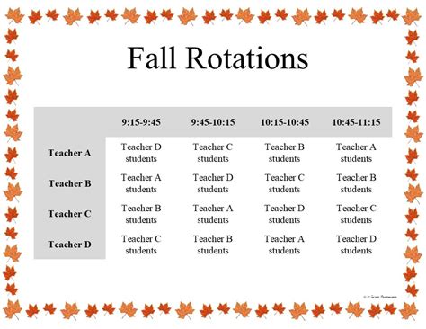 Fall Classroom Party Rotations Schedule Free 1st Grade Pandamania