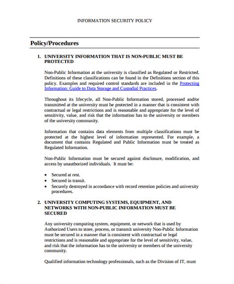 Data Security Policy Template