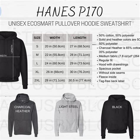 Hanes Ecosmart Color Chart Etsy